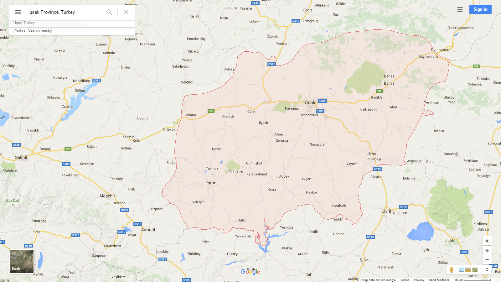 Uşak Haritası - Türkiye